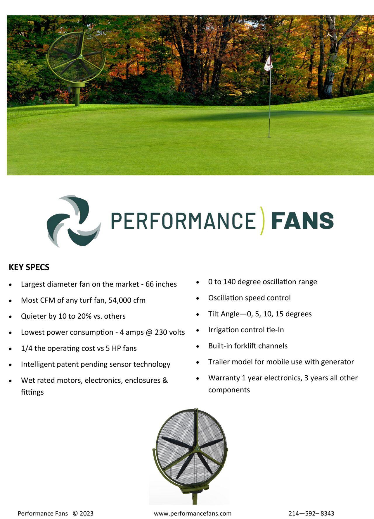 Spec Sheet - Performance Fans | Intelligent Turf Fans for Golf Course ...